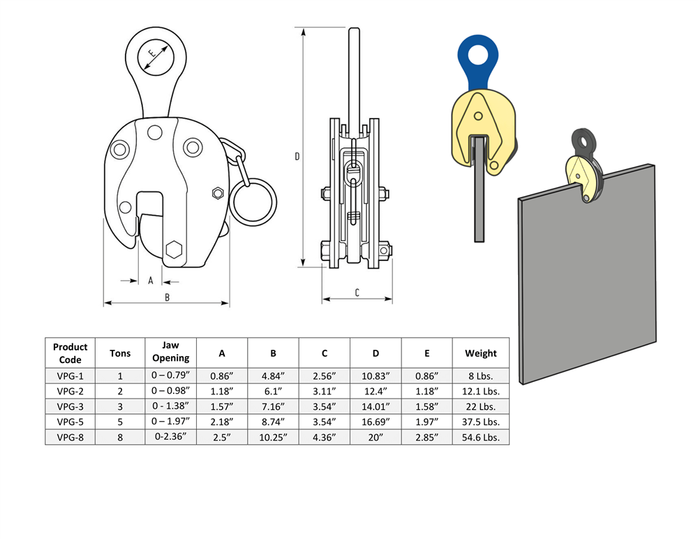2 Ton Vertical Plate Clamp|Bison Lifting Equipment